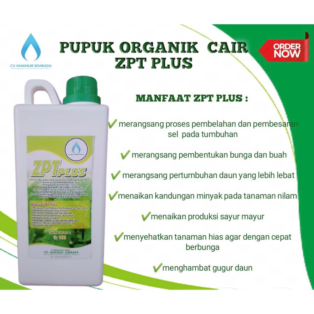Jual ZPT Plus Pupuk Organik Cair Pemacu Pertumbuhan Tanaman 1 Liter | Shopee Indonesia