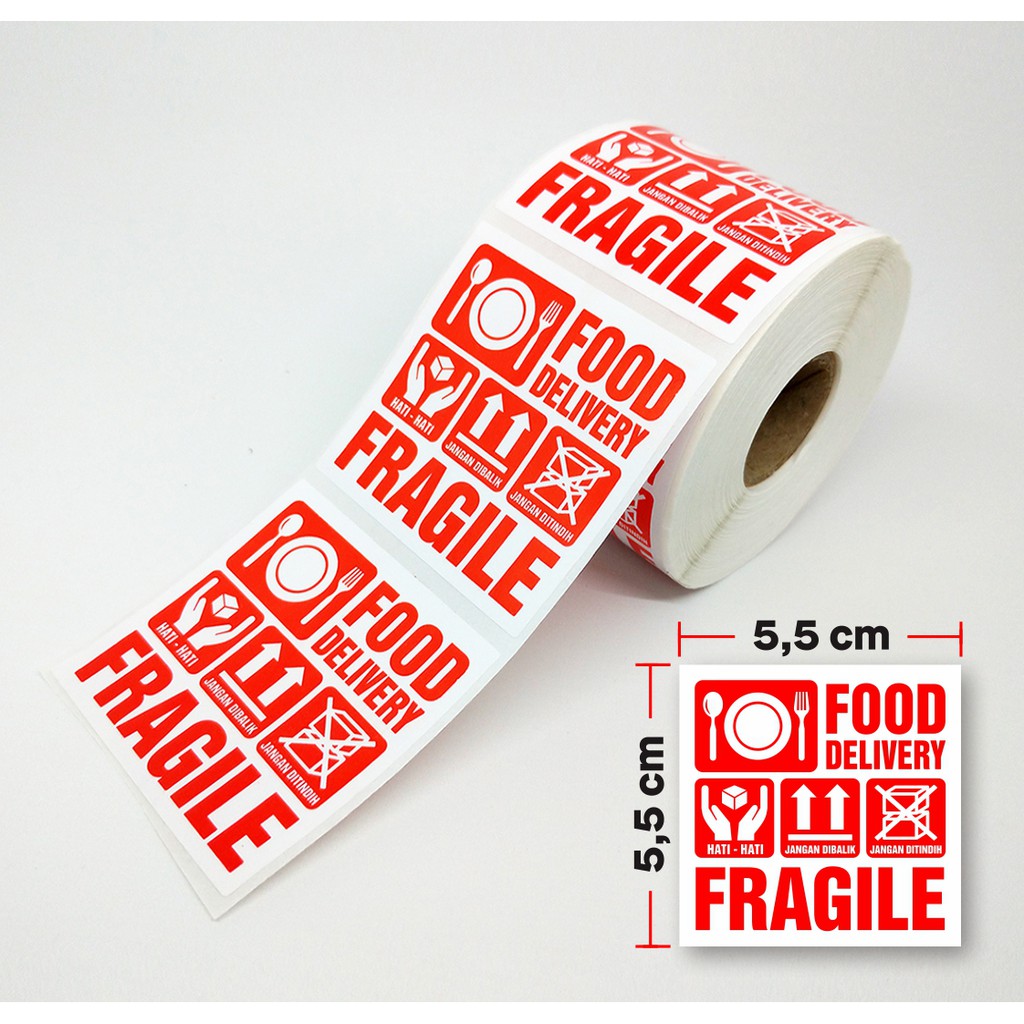 Jual Stiker Label Food Delivery Makanan Label Fragile 5,5 x 5,5 cm (1 ...