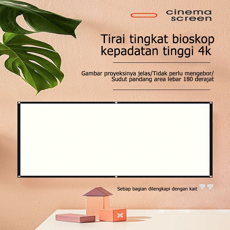 Jual QIAOLET Layar Proyektor Dinding Wallscreen 100 inch Lipat HD 16: 9 ...