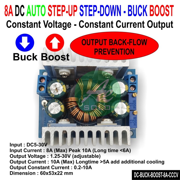 Jual Auto Step Down Step Up 8A Buck Boost Module Stabilizer Tegangan DC ...