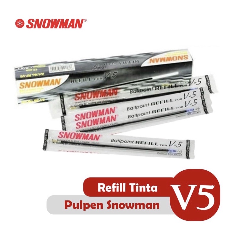 Jual ISI PULPEN SNOWMAN V5 HITAM LUSINAN ISI 12 PCS | Shopee Indonesia