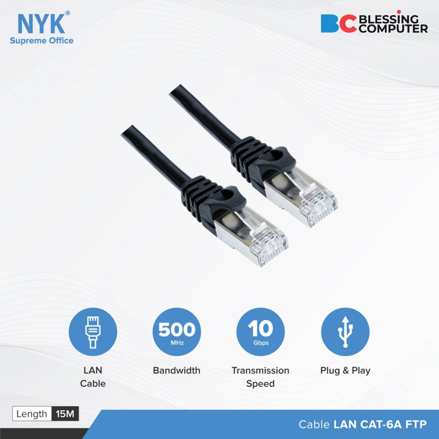 Jual Kabel Lan Cat 6A FTP 15M / Kabel Lan 15 meter NYK | Shopee Indonesia