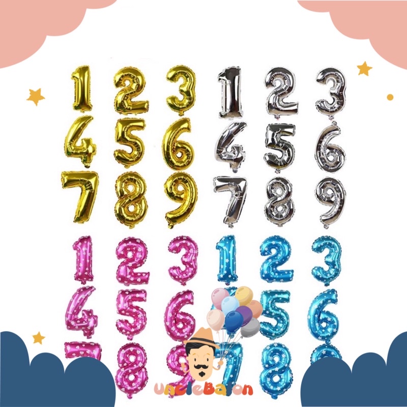 Jual Balon Angka 0-9 Ukuran 40cm / Balon Angka / Balon Pesta / Balon ...