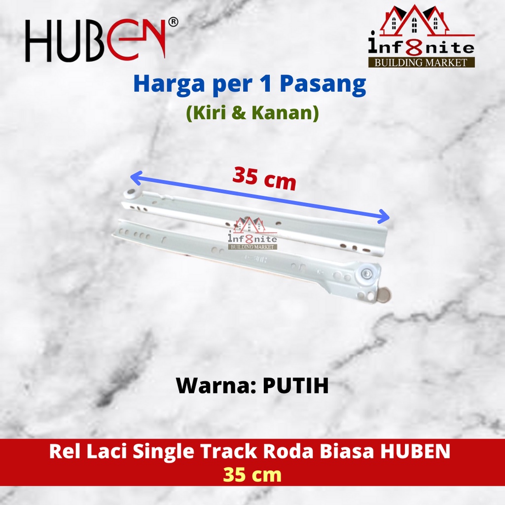 Jual Rel Laci HUBEN Roda Biasa Putih Single Track Rel Lemari Kabinet 35 ...