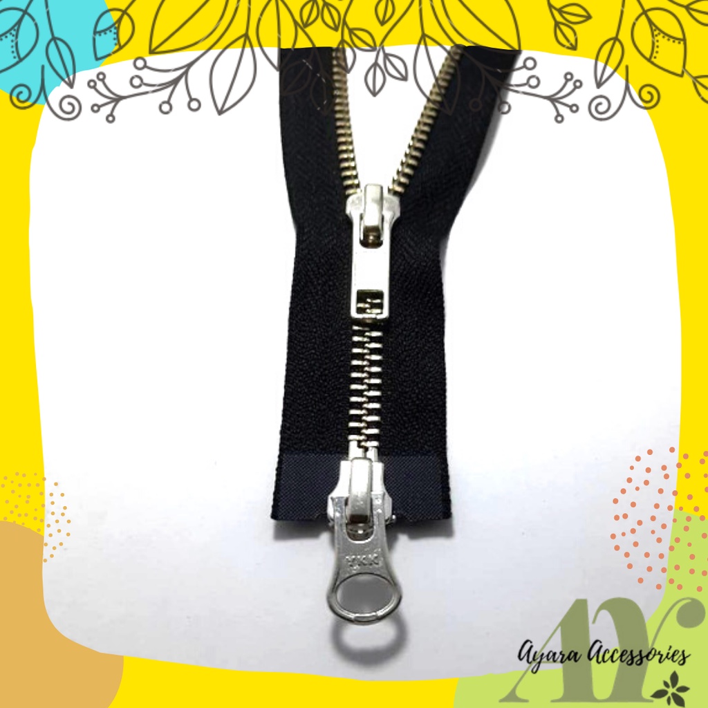 Jual RESLETING ZIPPER SLETING JAKET YKK BESI NEKEL 2 KEPALA NO 5 ...