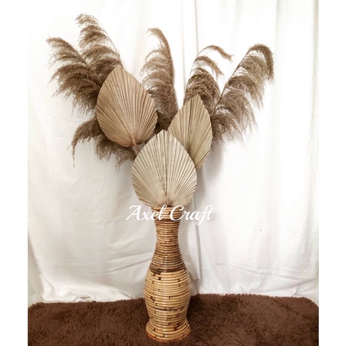 Jual Bunga Kering Rustic Dan Vas Rotan Set | Shopee Indonesia