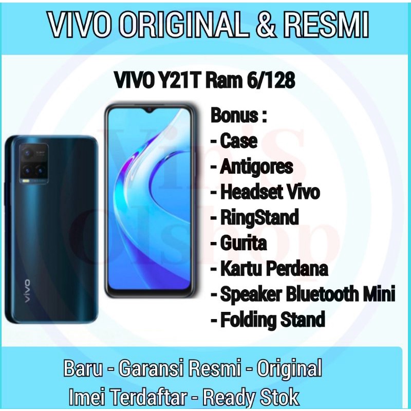 Jual HP VIVO Y21T 6/128 Resmi Snapdragon Segel NoRepack | Shopee Indonesia