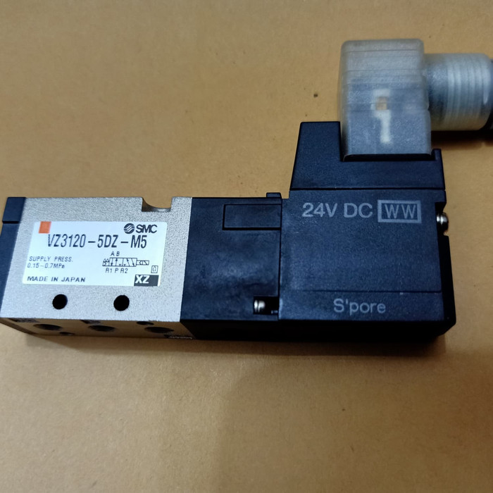 Jual Solenoid valve smc 5/2 single coil Serie vz3120 Port m5 Volt 24vdc | Shopee Indonesia