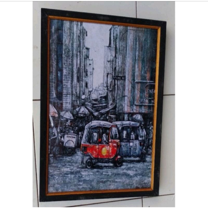 Jual Lukisan cetak murah gambar bemo klasik plus bingkai uk 65 x45 ...