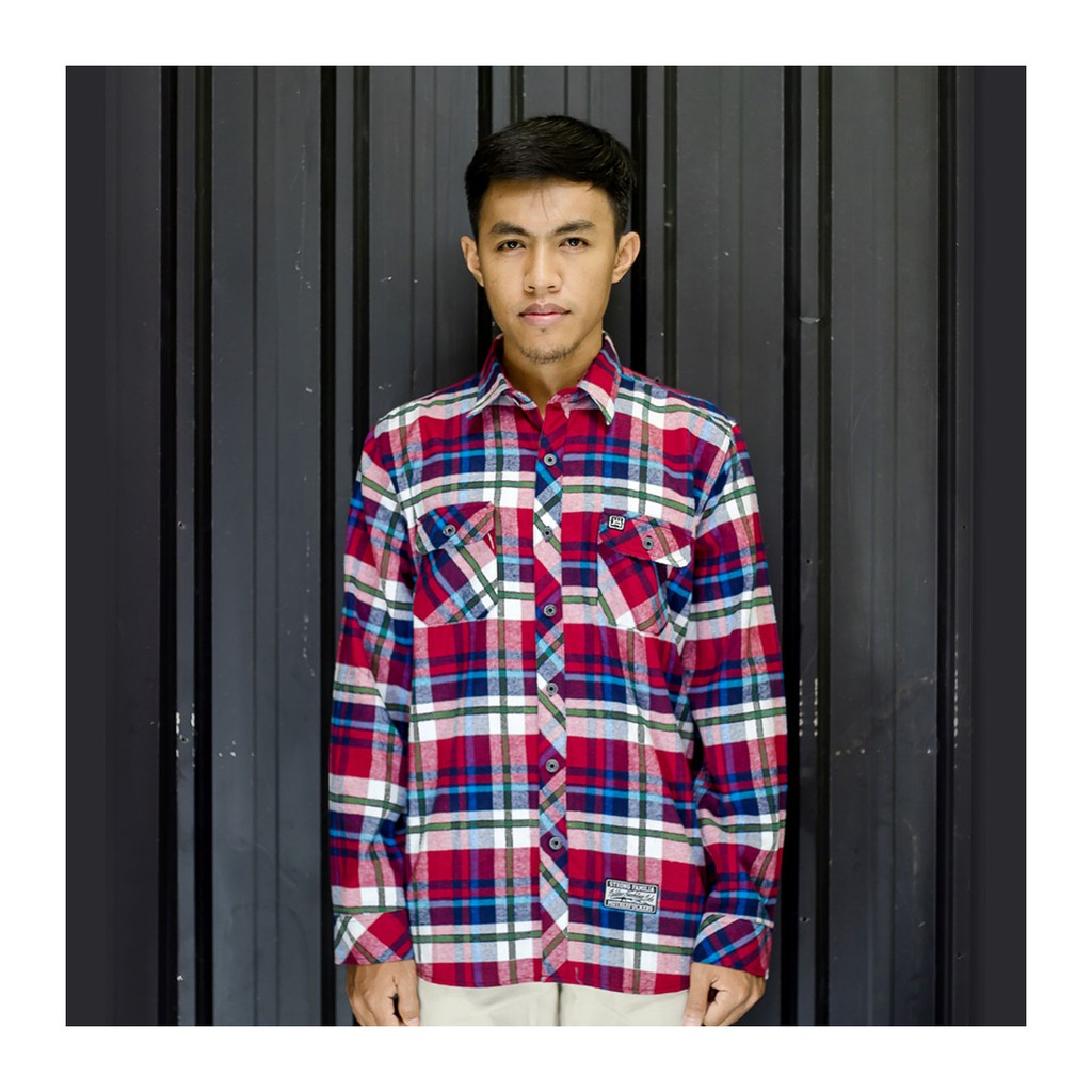 Jual Kemeja Flannel Merah Biru Putih - Soldierside - FS195 | Shopee ...
