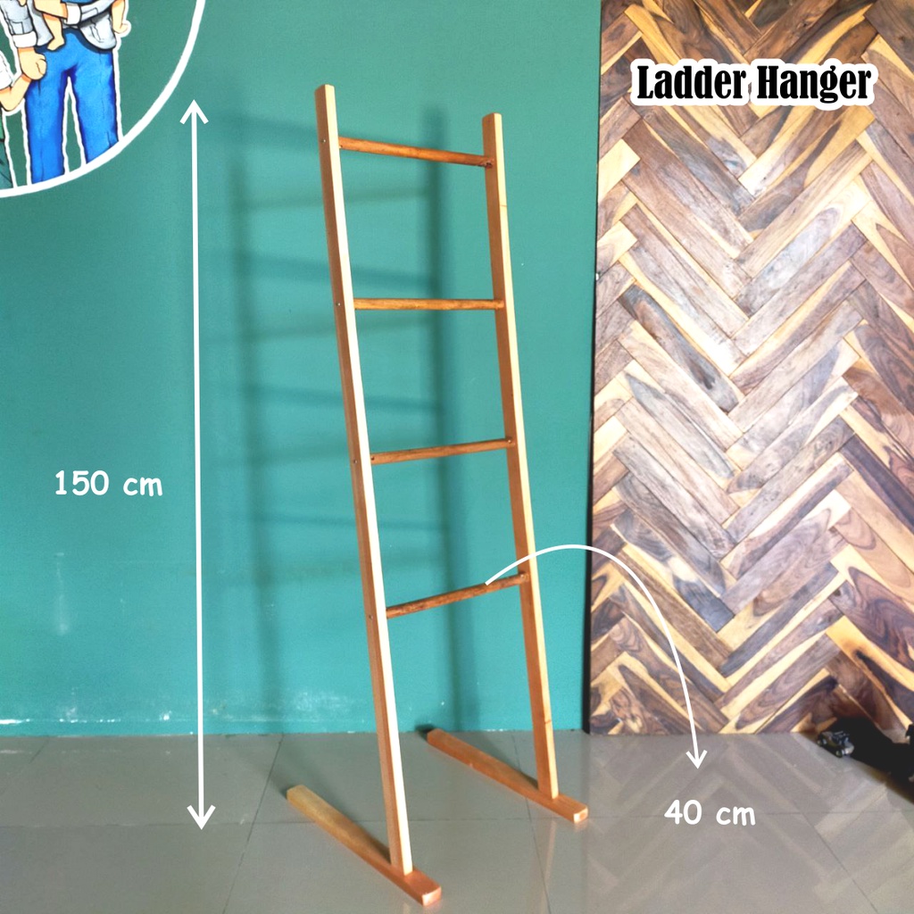 Jual Rak Kayu Rak Sajadah Mukena Ladder Hanger Kayu | Shopee Indonesia