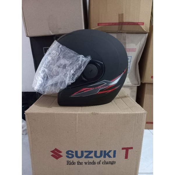 Jual helm bogo open face half face original black doff SNI visor ...