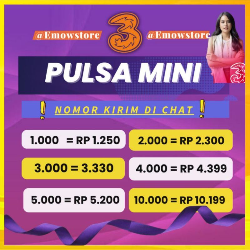 Jual Pulsa Reguler Tri 5K 10K 15K Tambah Masa Aktif | Shopee Indonesia