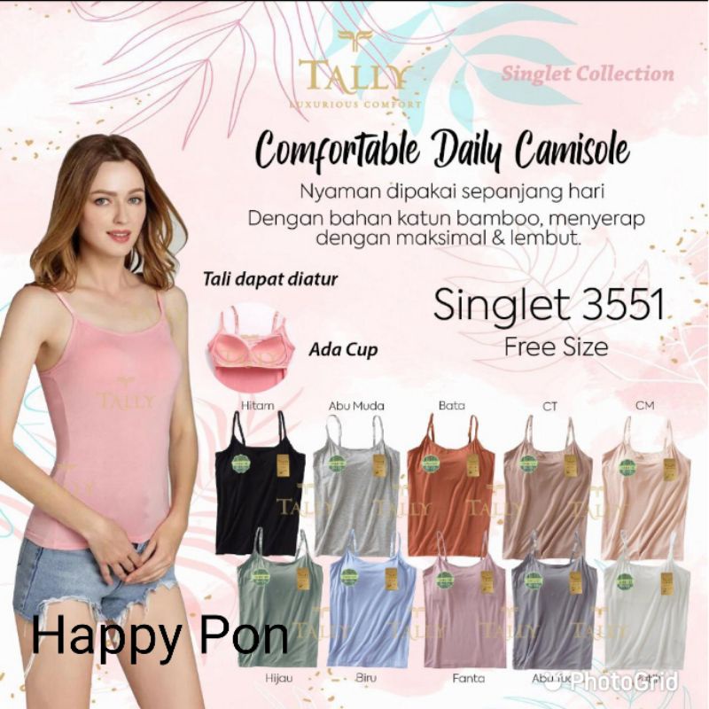 Jual Tanktop tali kecil dengan cup bra merk Tally 3551| tanktop bra ...