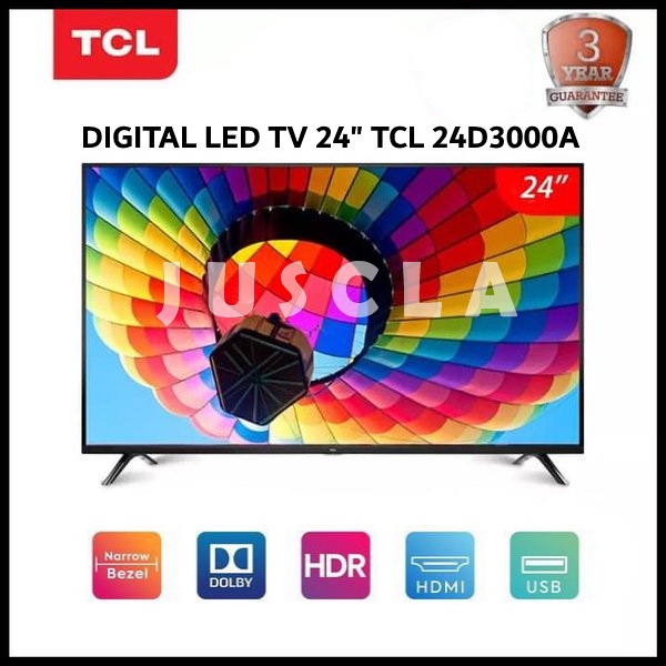 Jual LED TV SLim TCL 24 Inch L24D3000A Digital TV - HDMI, USB Movie ...