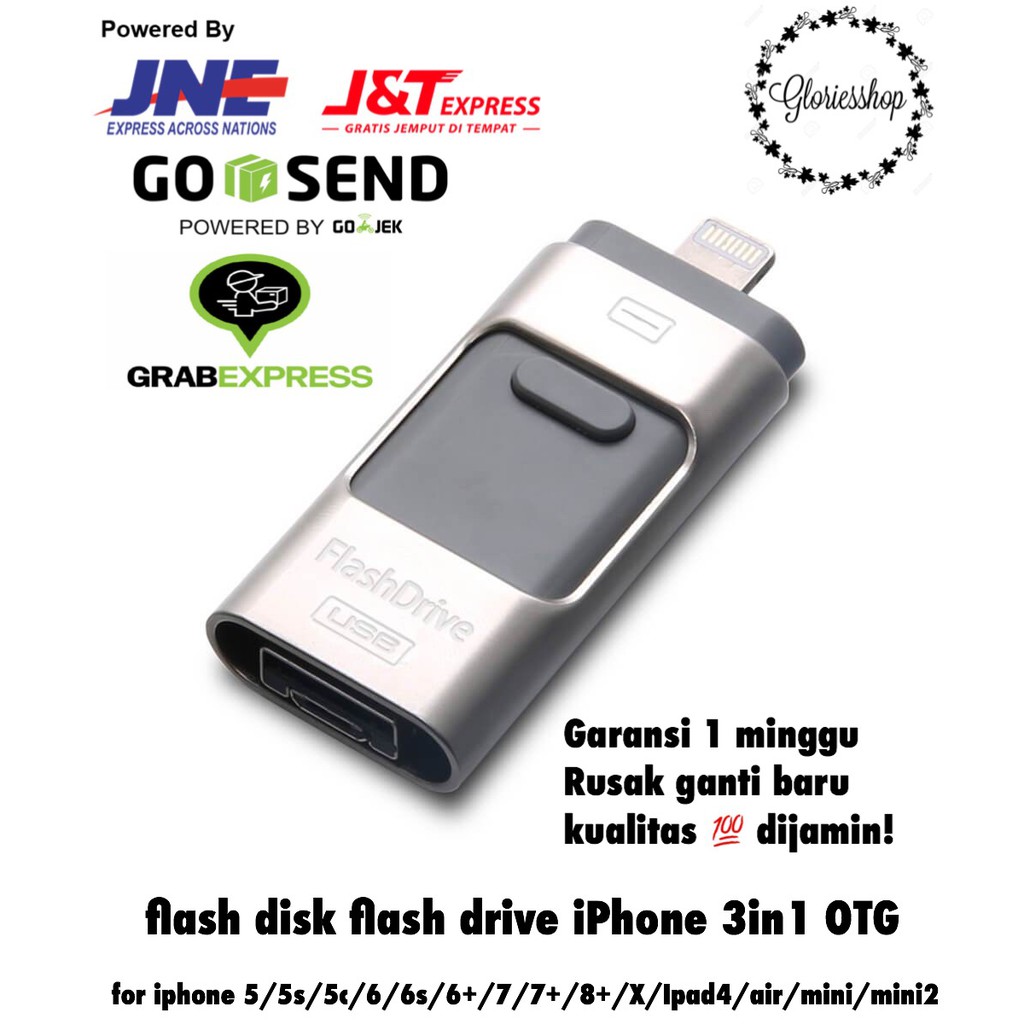Jual Flashdisk Drive FlashDrive OTG 3 in 1 Iphone Android 32GB 64GB ...