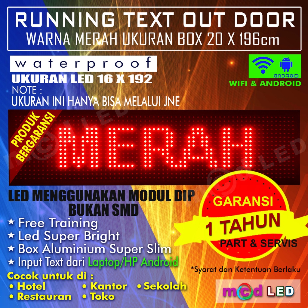 Jual RUNNING TEXT RUNNINGTEXT LED DISPLAY P10 OUTDOOR OUT DOOR WARNA ...