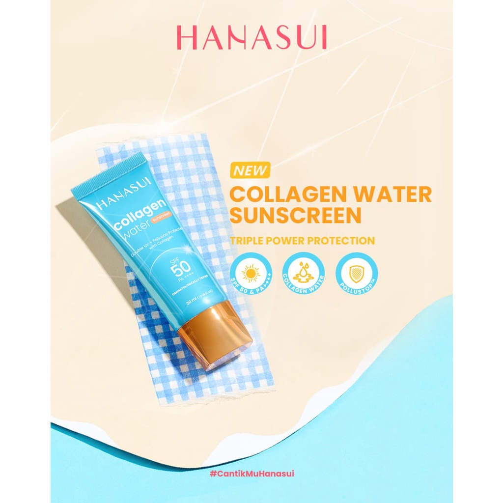 Jual [[KEMASAN BIRU]] HANASUI COLLAGEN WATER SUNSCREEN SPF50 PA++ ...