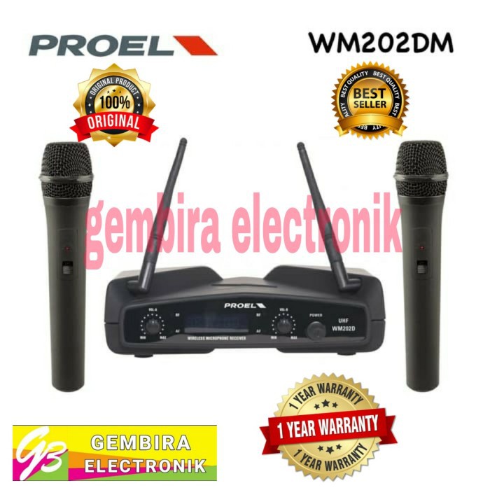 Jual Mic Wireless Proel WM202DM Microphone UHF Dual Handheld Original ...