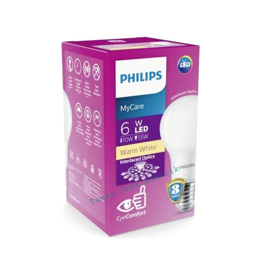 Jual Lampu Bohlam Philips LED 6w 6watt 6 w 6 watt kuning warmwhite | Shopee Indonesia