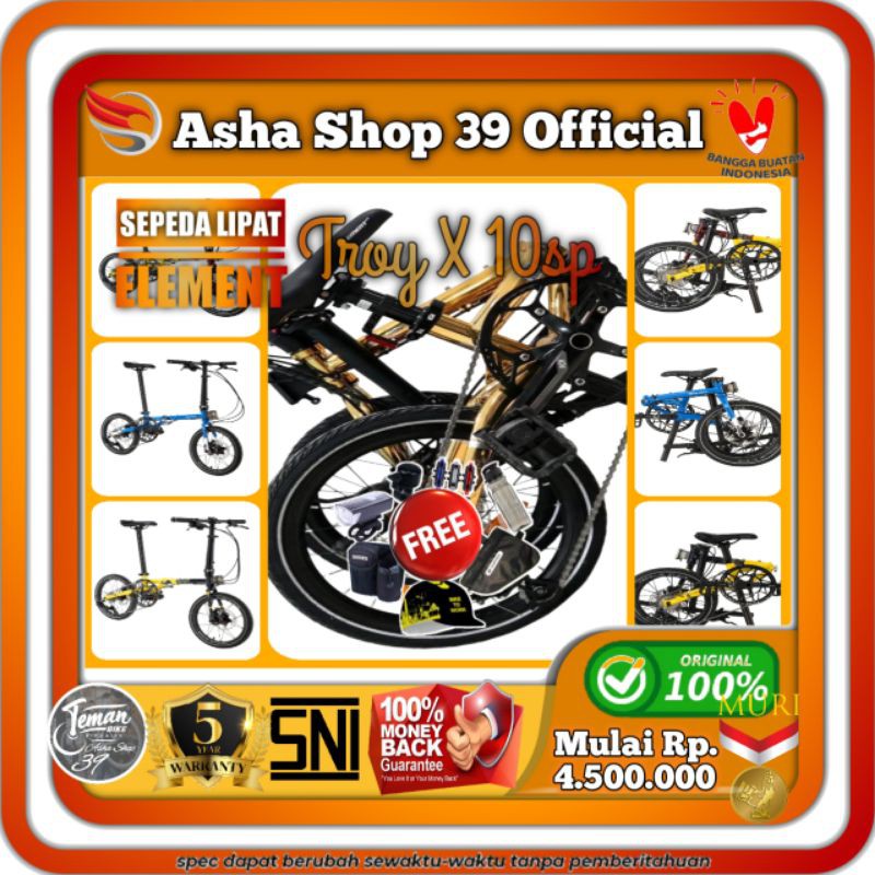 Jual Sepeda lipat Element Troy X 10 Speed Gold B2W Pocari 2021 16 inch ...