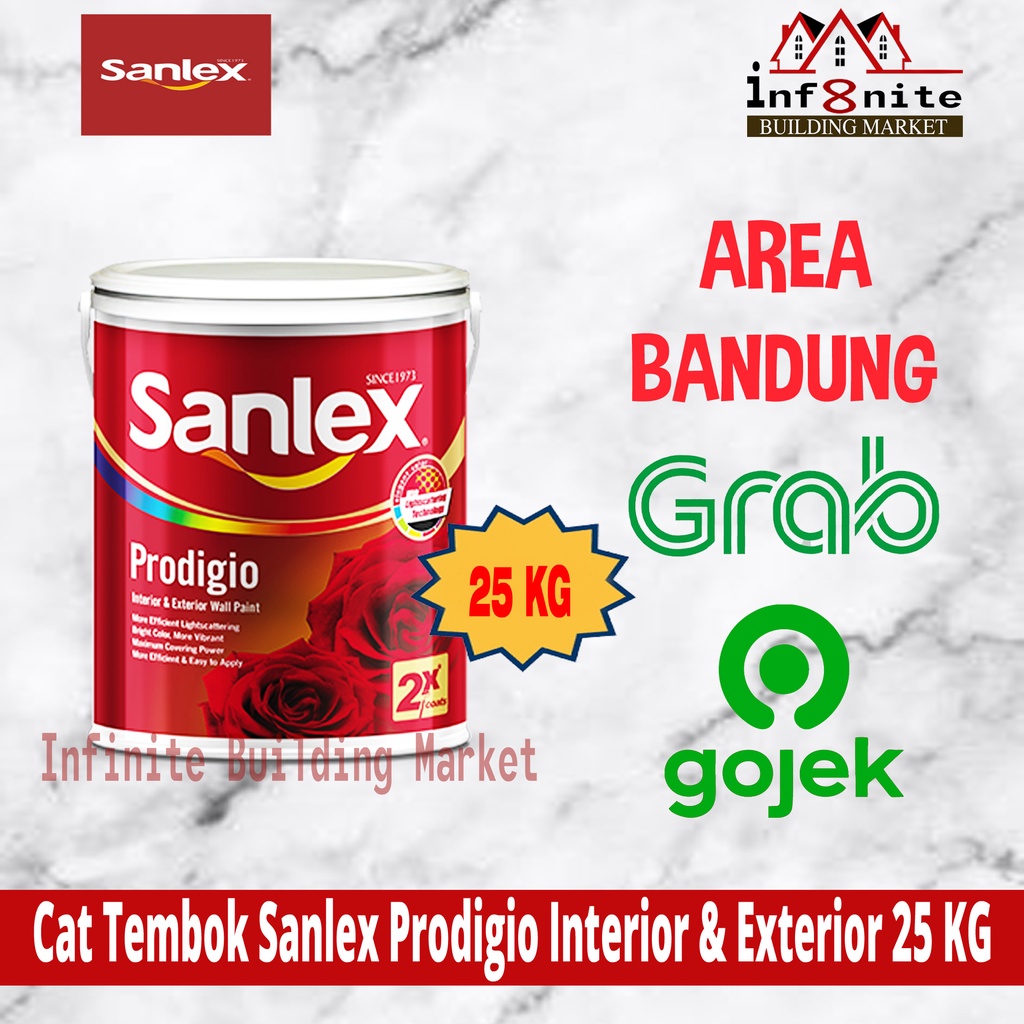 Jual Cat Tembok Sanlex Prodigio Interior Exterior 6000 White 25 KG ...