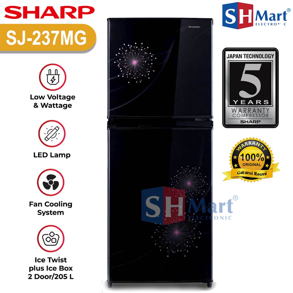 Jual KULKAS SHARP 2 PINTU SJ-237MG / SJ237MG NO FROST GLOSSY DOOR SHARP ...