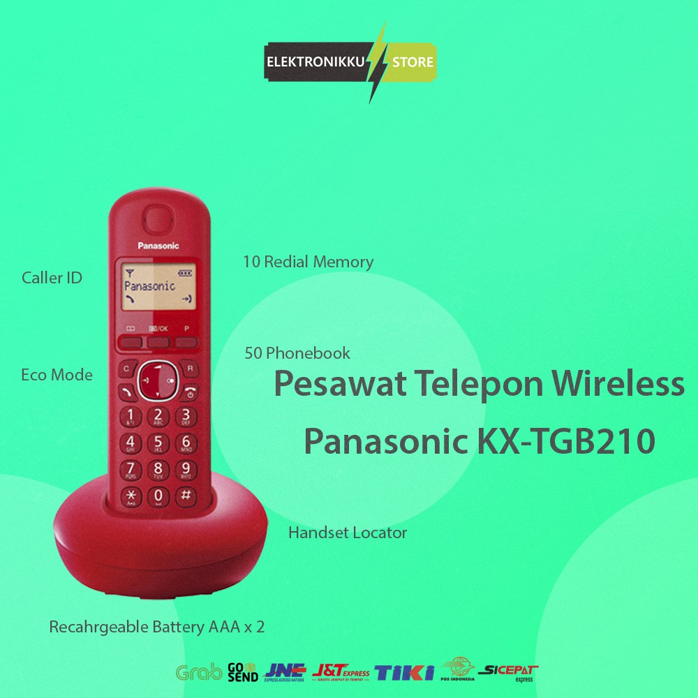 Jual Telephone Cordless Panasonic KX-TGB210 Wireless Pesawat Telepon Rumah Kantor - Red | Shopee ...