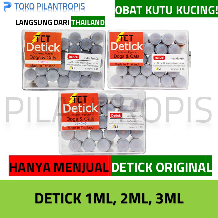 Jual DETICK OBAT KUTU KUCING AMPUH 3ML (20-40KG) 2ML (10-20KG) 1ML (1 ...