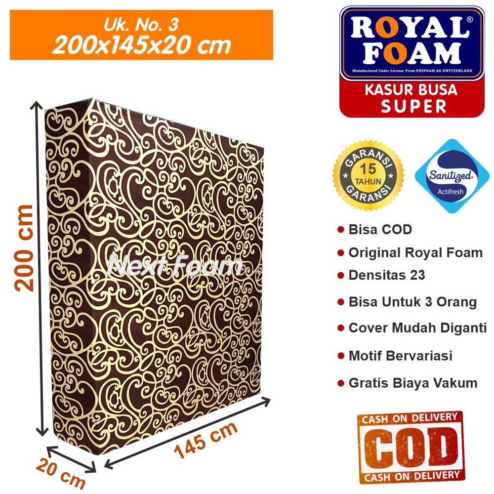 Jual Kasur Busa Royal Foam Ukuran No 3 200x145x20 cm Tebal 20 cm D23 ORIGINAL Garansi 15 Tahun ...