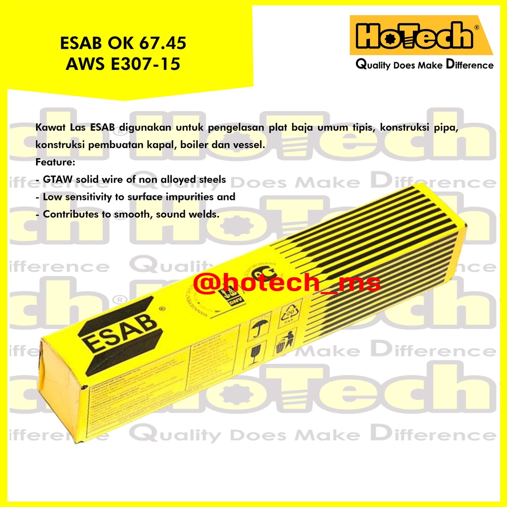 Jual ESAB | OK 67.45 | AWS E307-15 | Size 2.5mm x 300mm | Welding ...