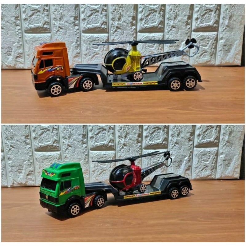 Jual mainan truk trailer muatan helicopter anak edukatif - mainan truk ...