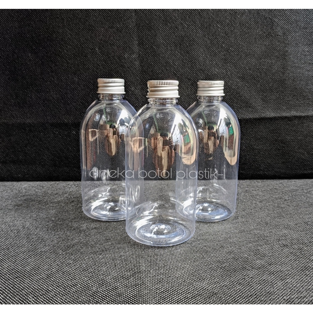 Jual Botol Plastik 250ml Bening Oval Tutup Alumunium Ulir Silver | Shopee Indonesia