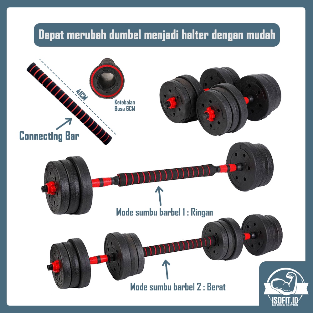 Jual Isofit DUMBELL SET 50KG / Barbel / Alat Angkat Beban / Alat Fitness Rumah | Shopee Indonesia
