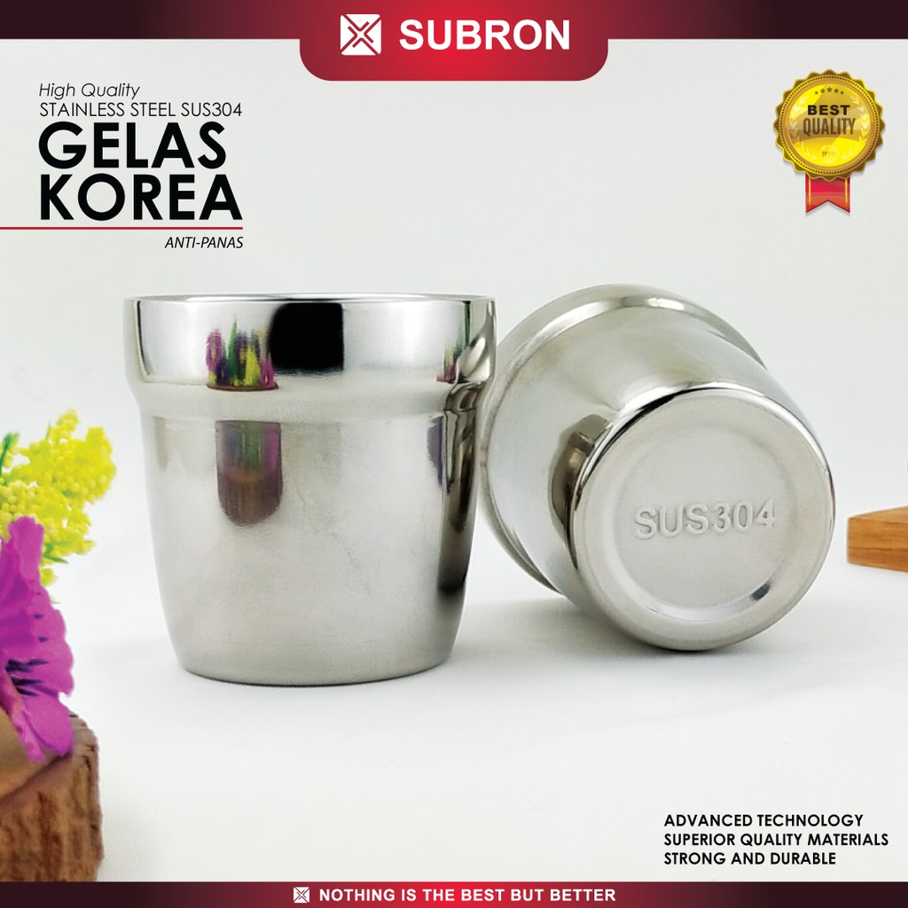 Jual SUBRON SUS 304 Gelas Korea 2 Lapis Mug Cangkir Teh Beer Bir Anti ...