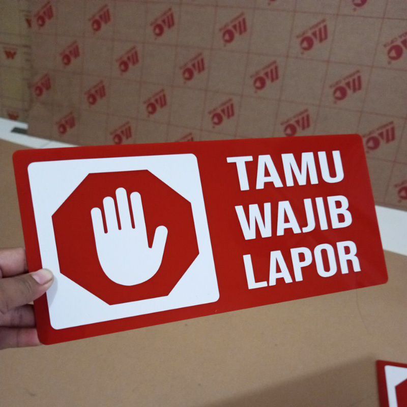 Jual Tamu Wajib Lapor Sign In Acrylik STIKER CUTING | Shopee Indonesia