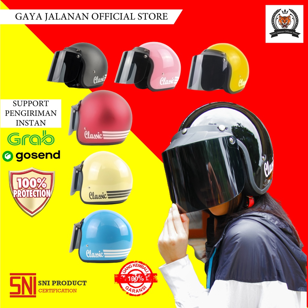 Jual Helm Bogo Dewasa Retro Remaja Classic SNI Half Face Pria Wanita ...