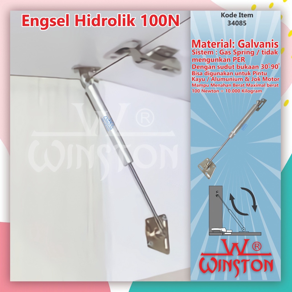 Jual PROMO 2 pc Gas Spring Merah WINSTON 100N Engsel Hidrolik Hydraulic ...