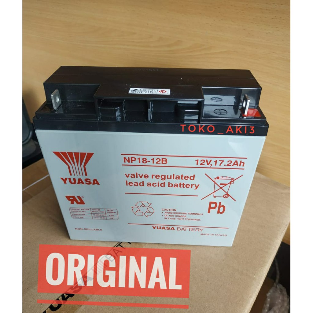Jual Battery aki accu kering ups 12v 17Ah YUASA NP18-12B 18ah 17.2ah | Shopee Indonesia