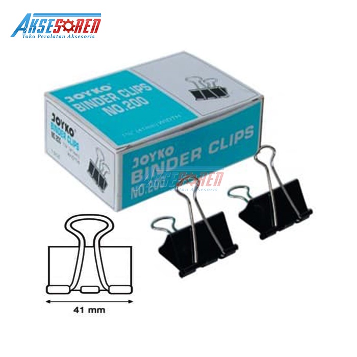 Jual PENJEPIT KERTAS KLIP JOYKO NO 200 [1 BOX/12 PCS] / BINDER CLIPS ...