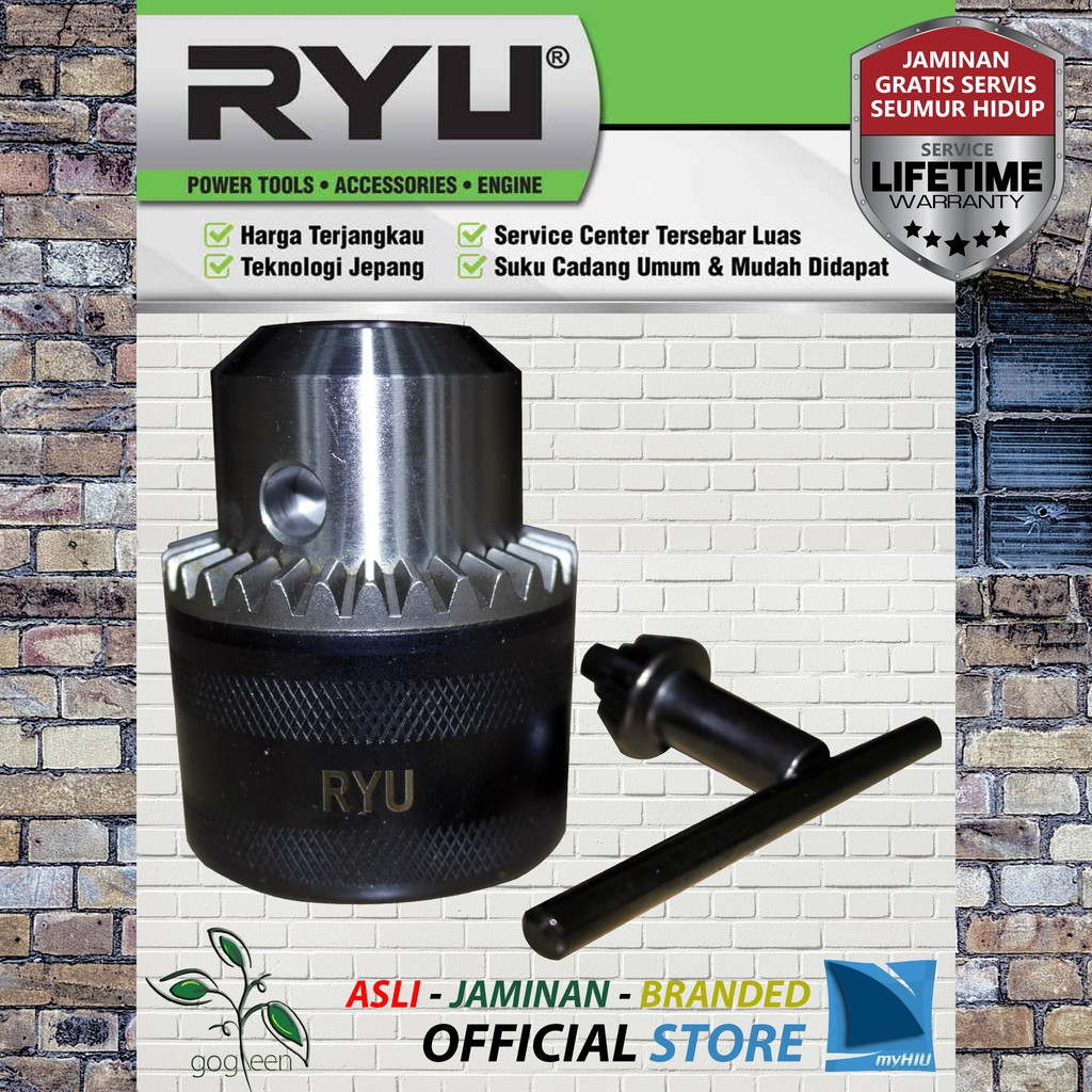 Jual Kepala Chuck 16 mm 1/2" inch Perkakas Bor Tangan - Drill Chuck RYU ...