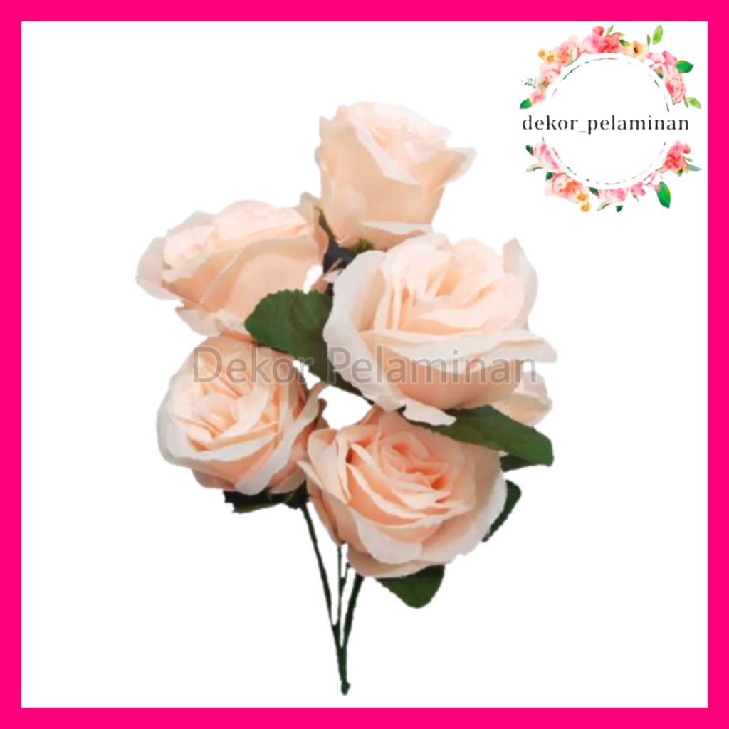 Jual COD BUNGA ROSE MAWAR PLASTIK TANGKAI 5 MURAH ARTIFICIAL - ROSE ...