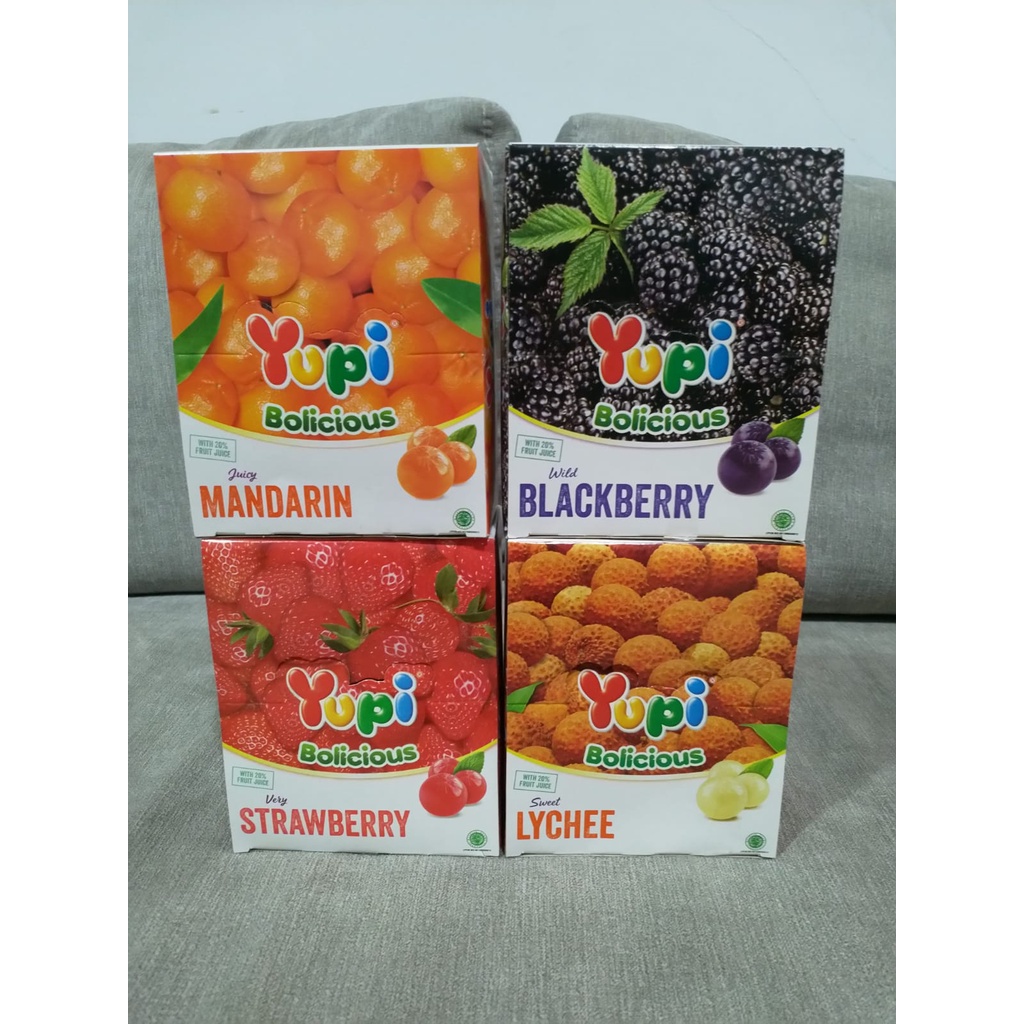 Jual Yupi 500 Bolicious ( isi 24 ) - Blackberry Lychee Strawberry Juicy Mandarin Grape White ...