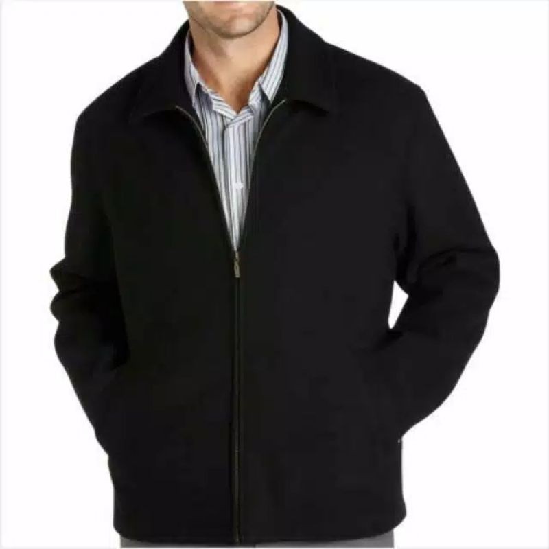 Jual Jaket Hitam Pria Jas Kantor Semi Formal dengan Kerah resleting ...