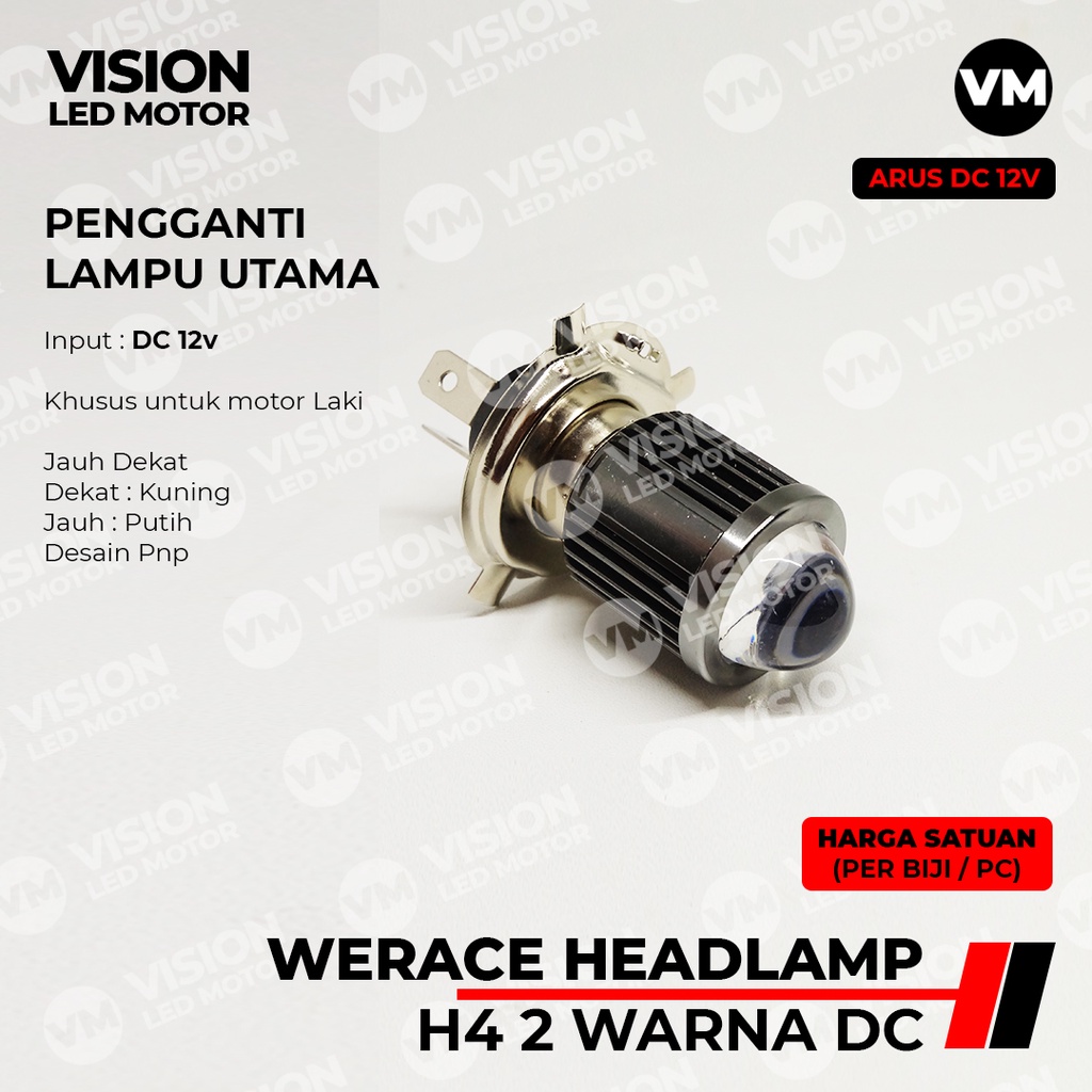 Jual [WERACE] LAMPU DEPAN LED H4 LASER D2 H4 BA20D 2 WARNA PUTIH KUNING ...