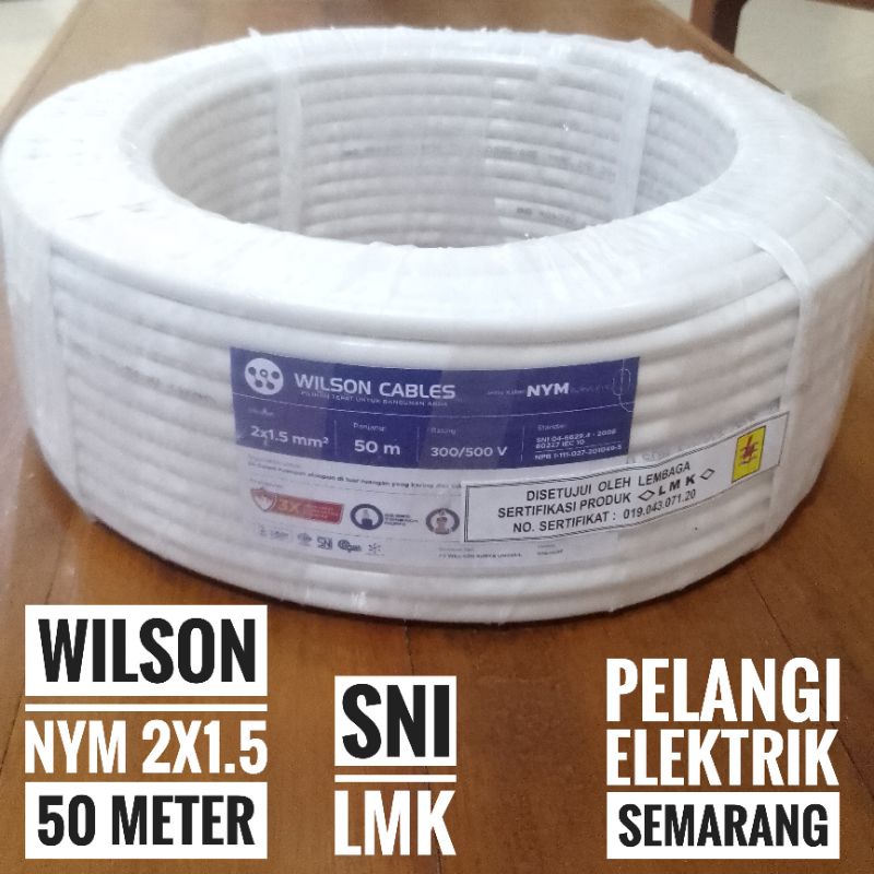 Jual WILSON Kabel Listrik NYM 2x1.5 / 2 x 1.5 / 2x1,5 SNI LMK - 50 ...