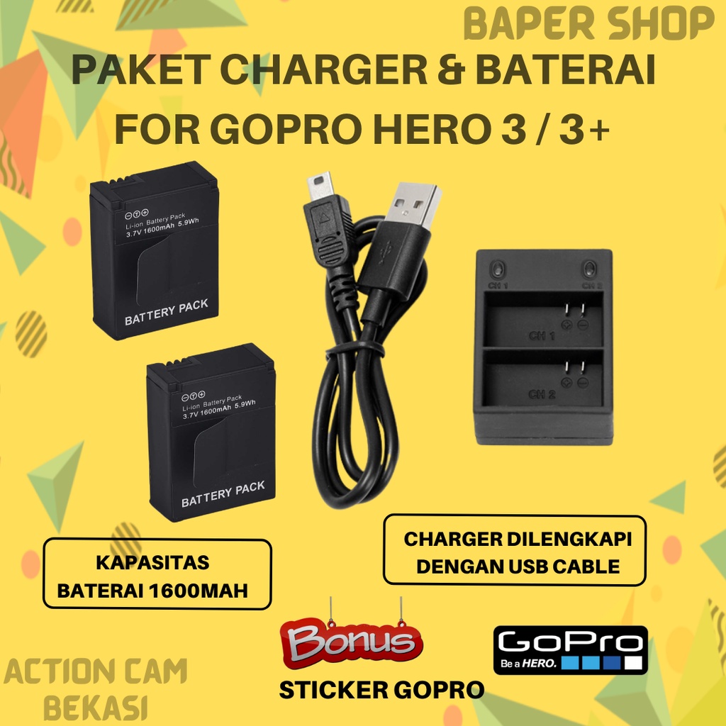 Jual CHARGER BATERAI GOPRO HERO 3 / BATTERY BATRE GO PRO HERO3 / HERO 3 ...