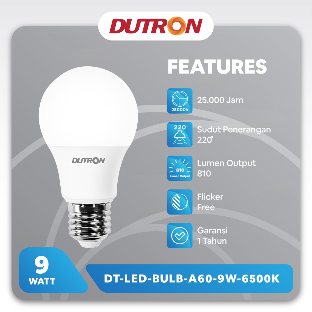 Jual Bohlam LED / Lampu LED Merk DUTRON Premium Hemat Energy 9 Watt 25. ...