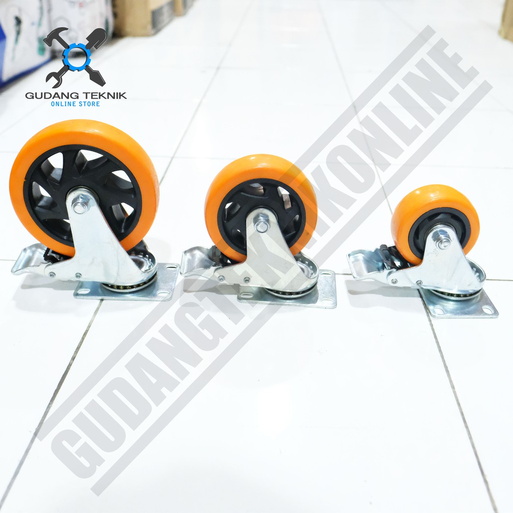 Jual Roda Trolley Hidup + Rem Orange / Roda Hidup Rem - Roda Trolli ...