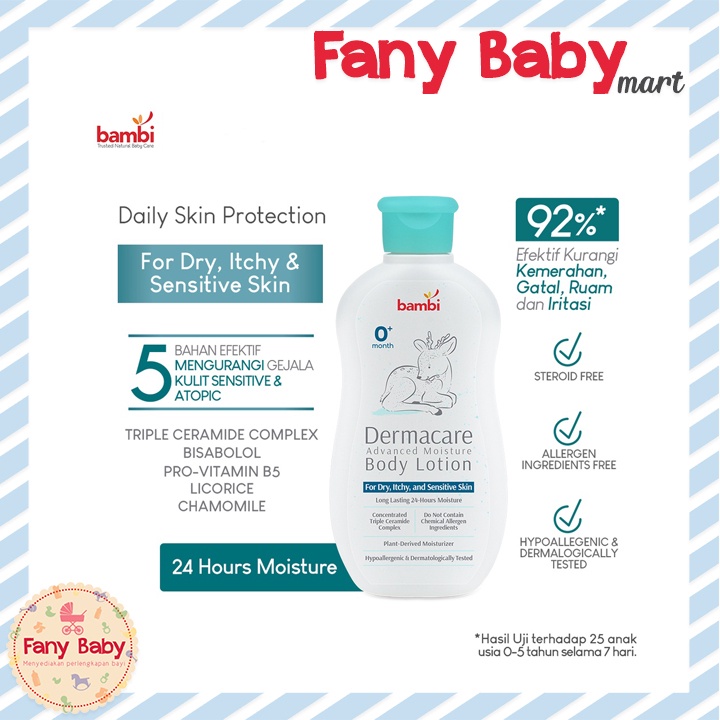 Jual BAMBI BABY DERMACARE ADVANCED MOISTURE BODY LOTION 200ML | Shopee ...